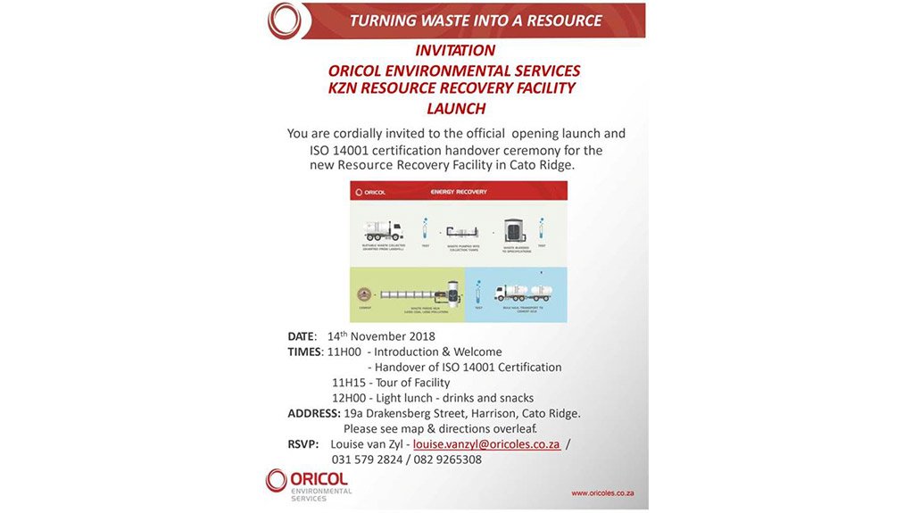 Opening of Oricol’s KZN Energy and Resource Recovery Facility