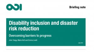 Disability inclusion and disaster risk reduction: overcoming barriers ...